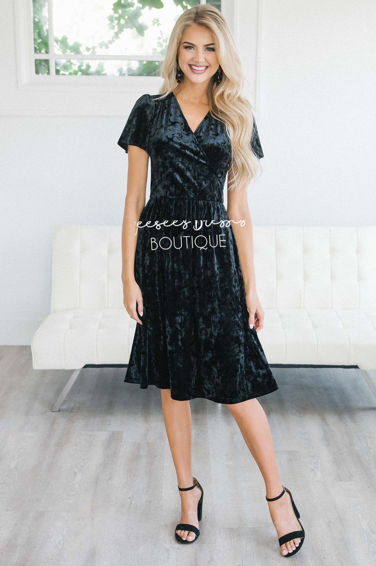 Black Velvet Holiday Dress Modest Bridesmaids Dress | Cute Modest ...