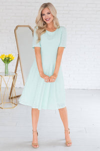 The Brianne Modest Mid-Length Eyelet Dress
