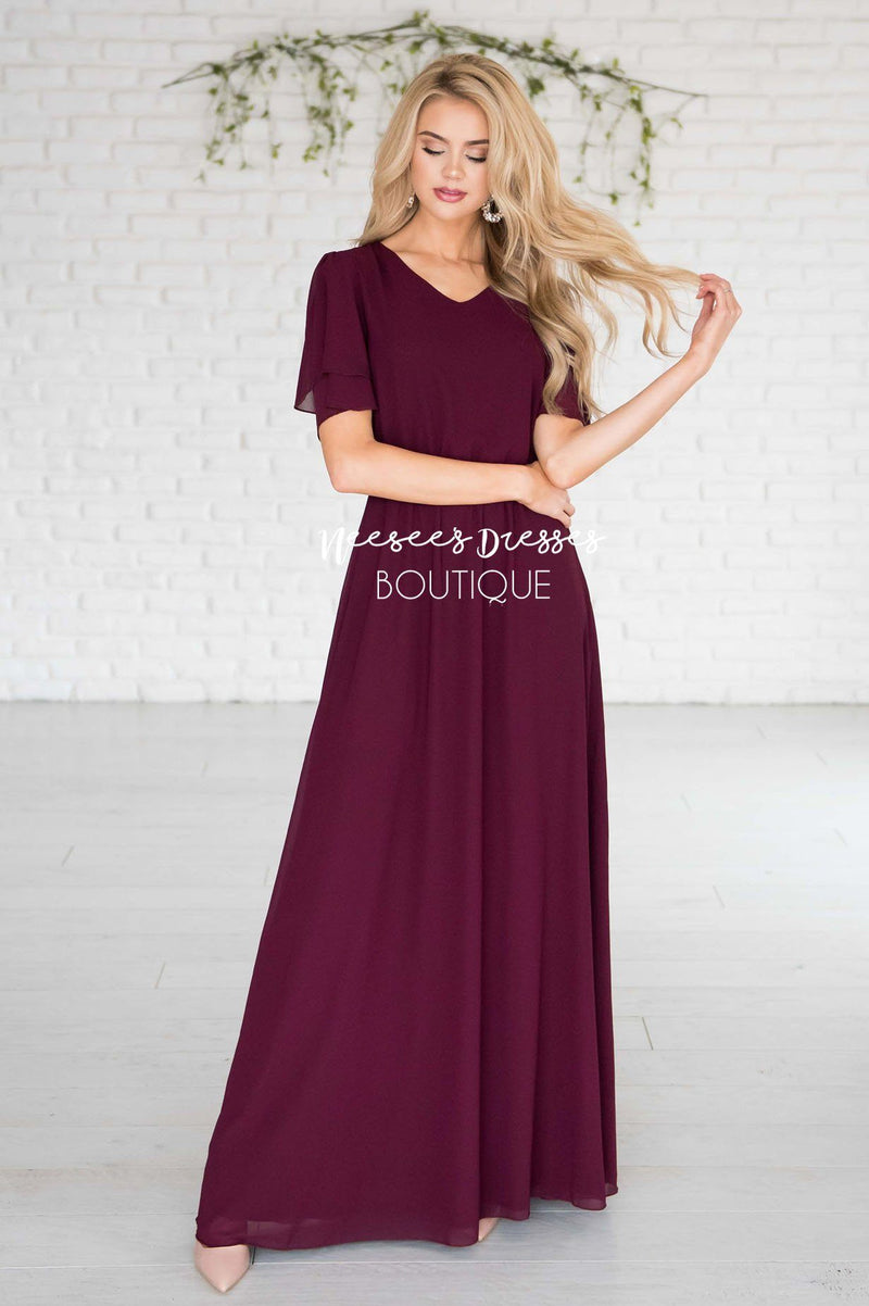 Red Lace Modest Church Dress | Modest Bridesmaids Dresses