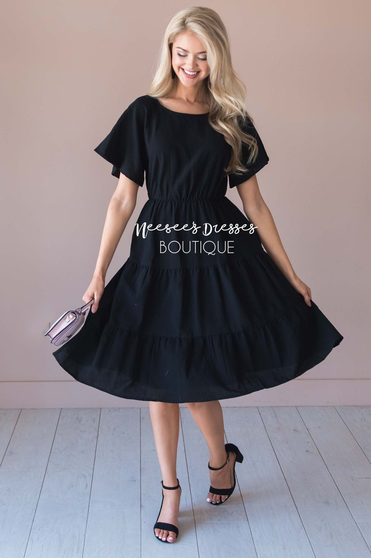 Black Tiered Modest Dress | Best and Affordable Modest Boutique | Cute ...