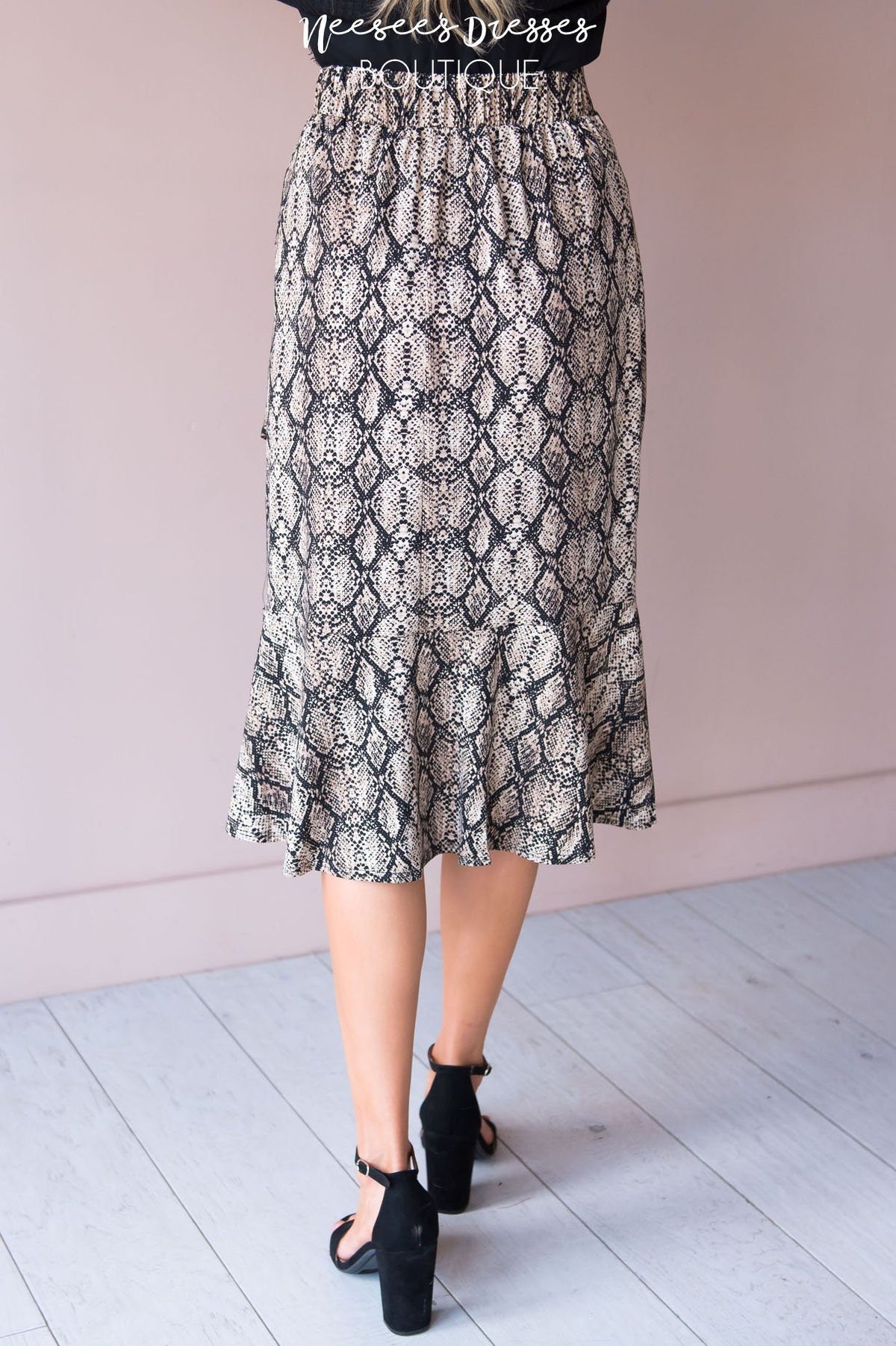 Snake print ruffle skirt Modest Skirt | Cute Modest Dresses
