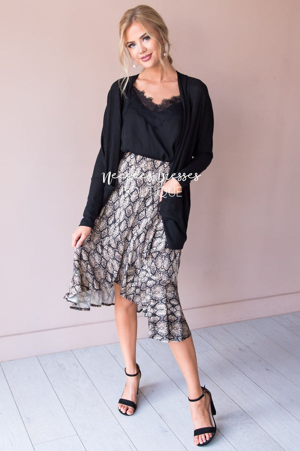 Snake print ruffle skirt Modest Skirt | Cute Modest Dresses