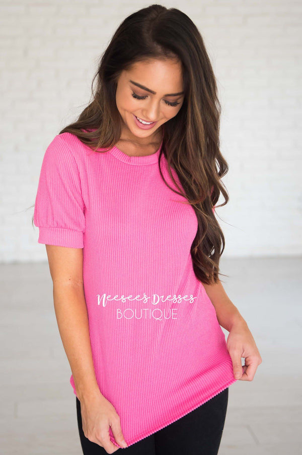 Hot Pink Puff Sleeve Modest Top| Best and Affordable Modest Boutique ...