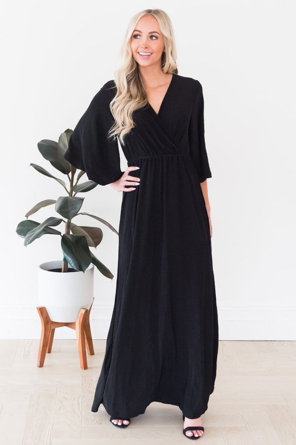 The Lumee Modest Shimmer Maxi Dress - NeeSee's Dresses