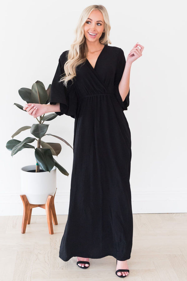 The Lumee Modest Shimmer Maxi Dress - NeeSee's Dresses