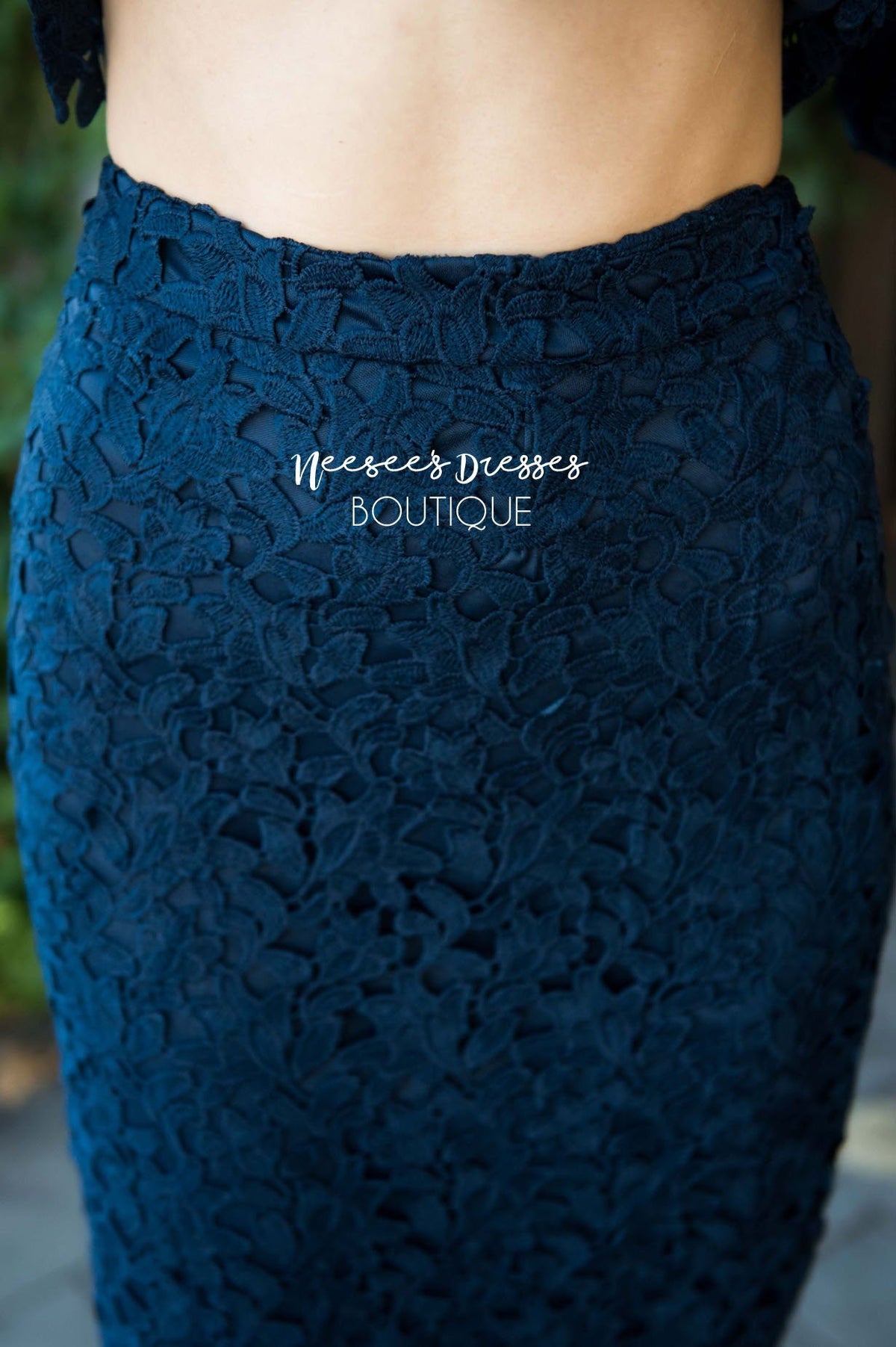 Navy Lace Two Piece Dress Set Modest Dress | Modest Bridesmaids Dresses