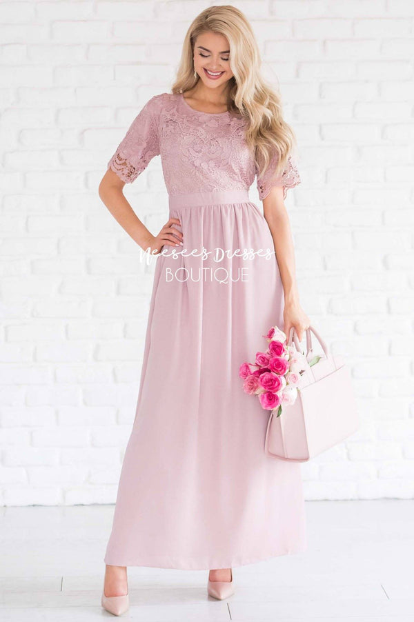 Dusty Pink Bodice Modest Maxi Dress | Modest Dress for Nursing | Cute ...