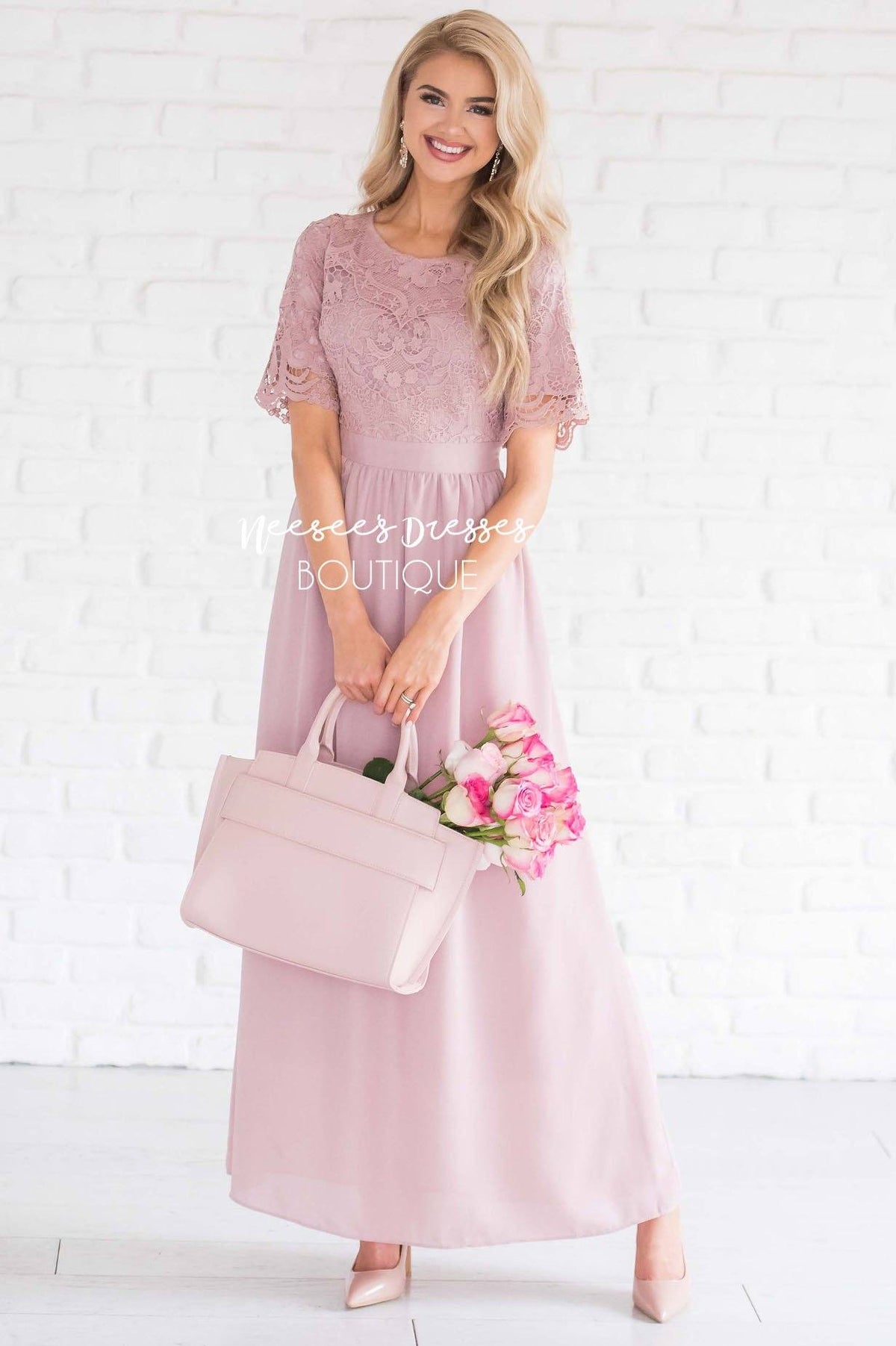 Dusty Pink Bodice Modest Maxi Dress | Modest Dress for Nursing | Cute ...