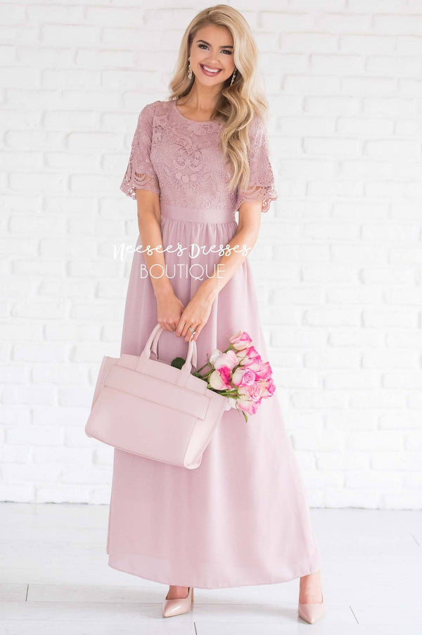 Dusty Pink Bodice Modest Maxi Dress | Modest Dress for Nursing | Cute ...