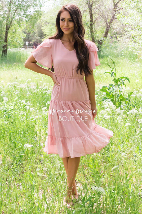 The Amara Modest Tea-Length Dress