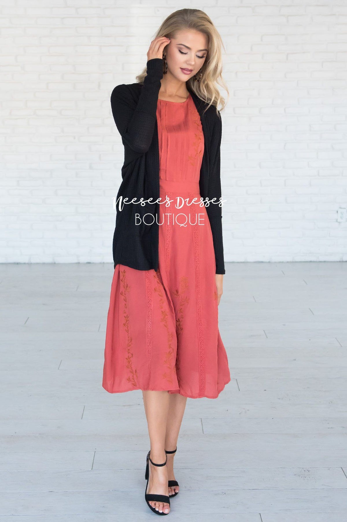 Rust Embroidery Modest Maxi Dress | Best Online Boutique