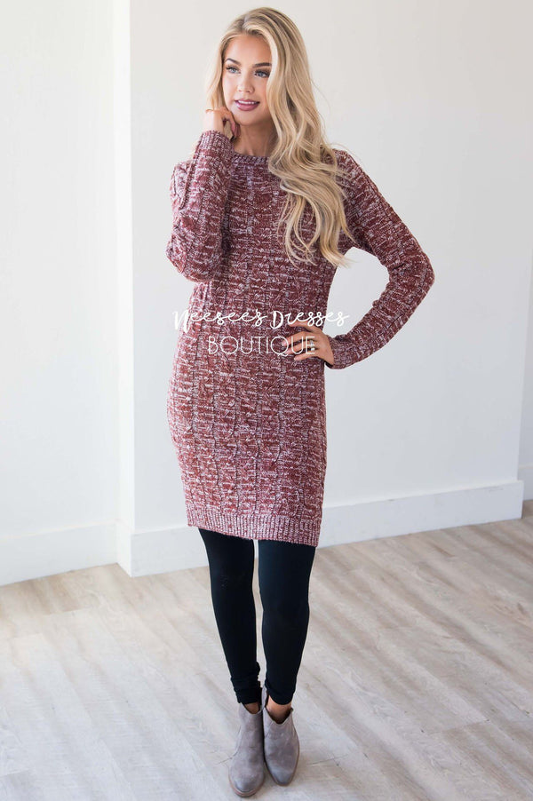 Rust Long Sleeve Sweater Dress Modest Church Dress | Best and ...