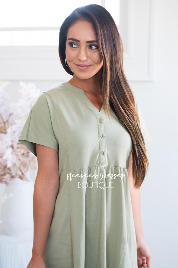 Sage Button Bodice Modest Dress | Modest Dress for Bridesmaids | Cute ...