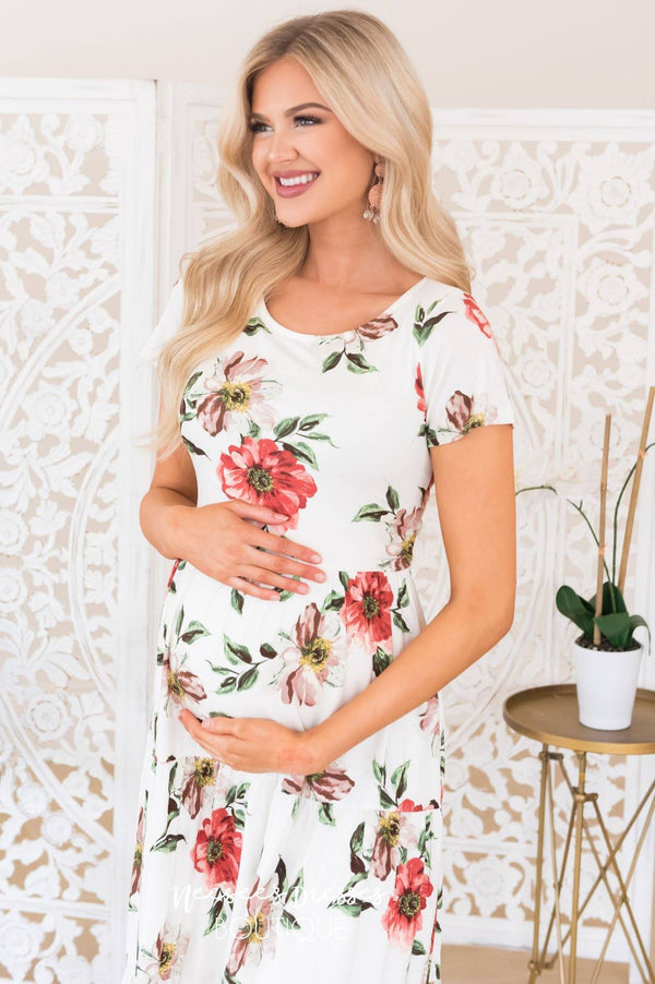 The Stephani Modest Tier Floral Dress