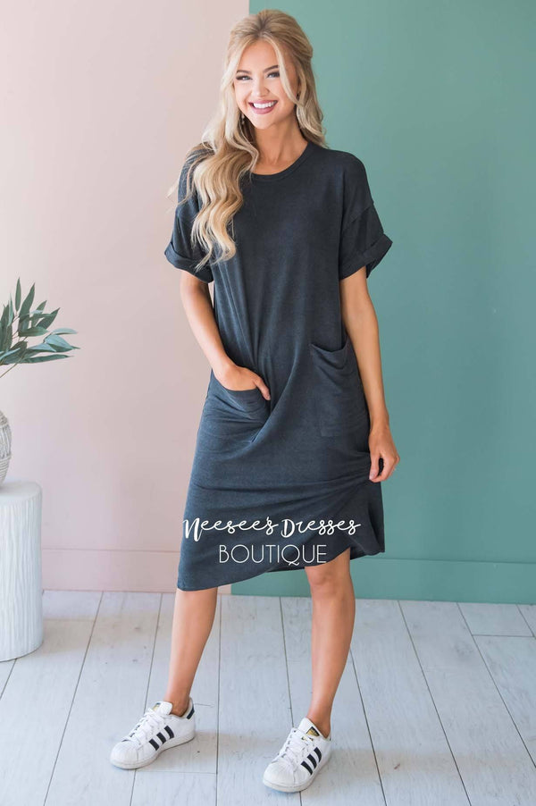Charcoal T-shirt Modest Dress | Best and Affordable Modest Boutique ...