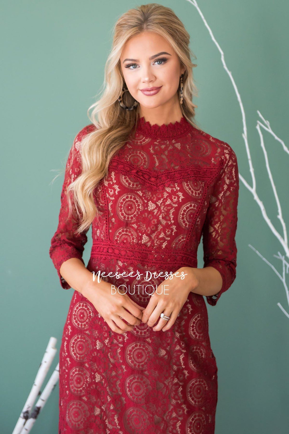 Burgundy Lace Modest Dress | Best Place To Buy Modest Dress Online | Modest Dresses and Skirts ...