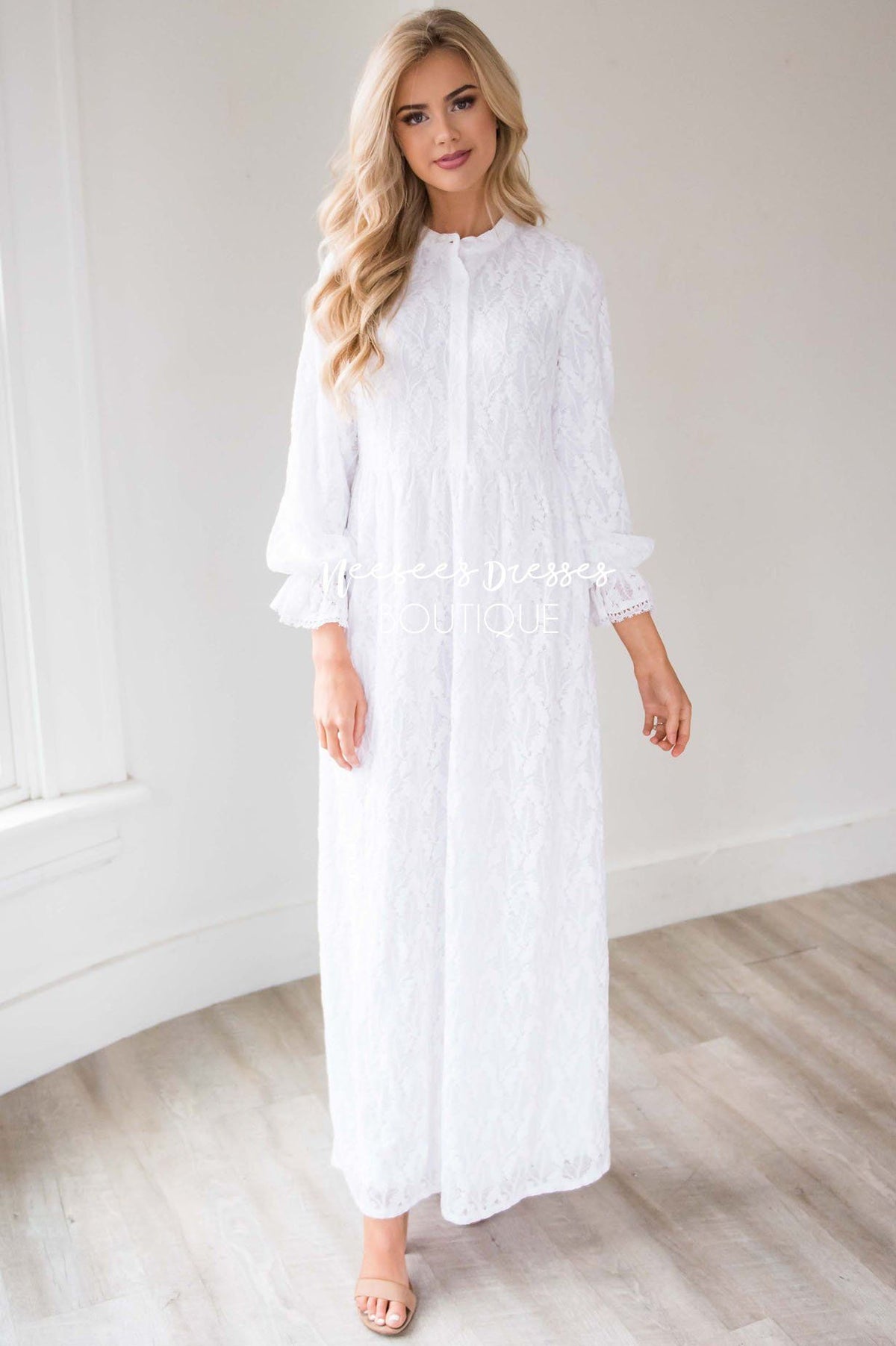 White Lace Temple Modest Dress | Modest Bridesmaids Dresses | Best ...