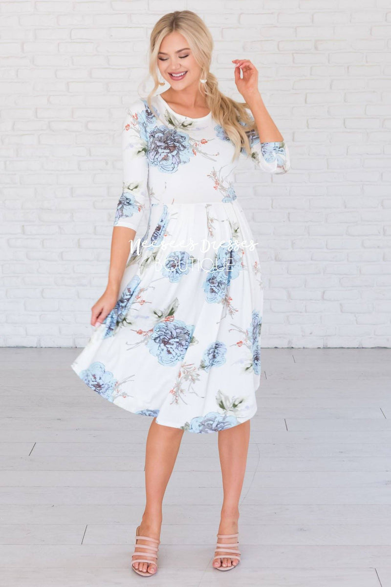 The Laura Modest Floral Dress - NeeSee's Dresses